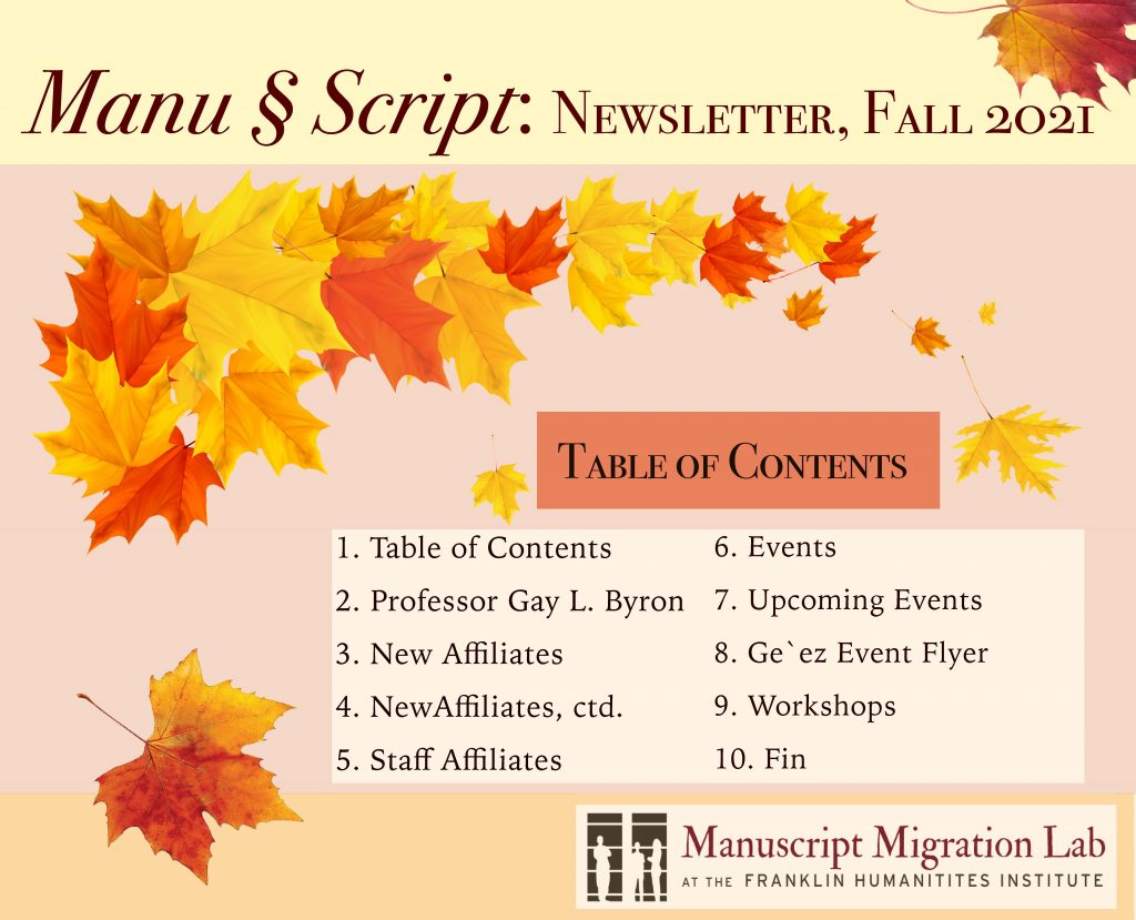 MML Newsletter: Fall, 2021 – Manuscript Migration Lab